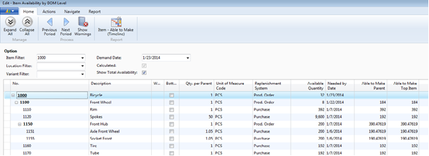 Visualize Material Availability in Dynamics NAV Manufacturing Module