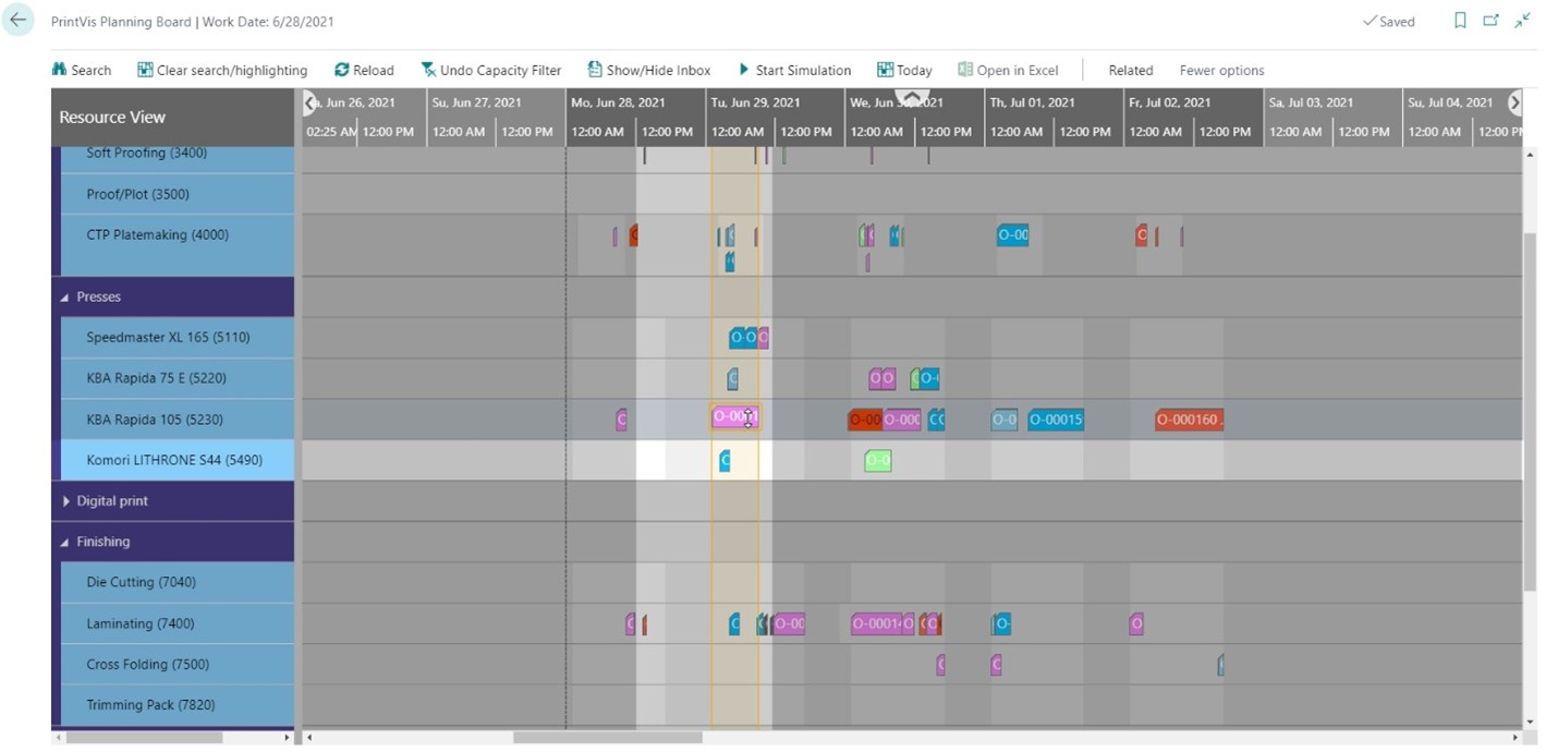 Visual print production planning board realized with NETRONIC VSADT