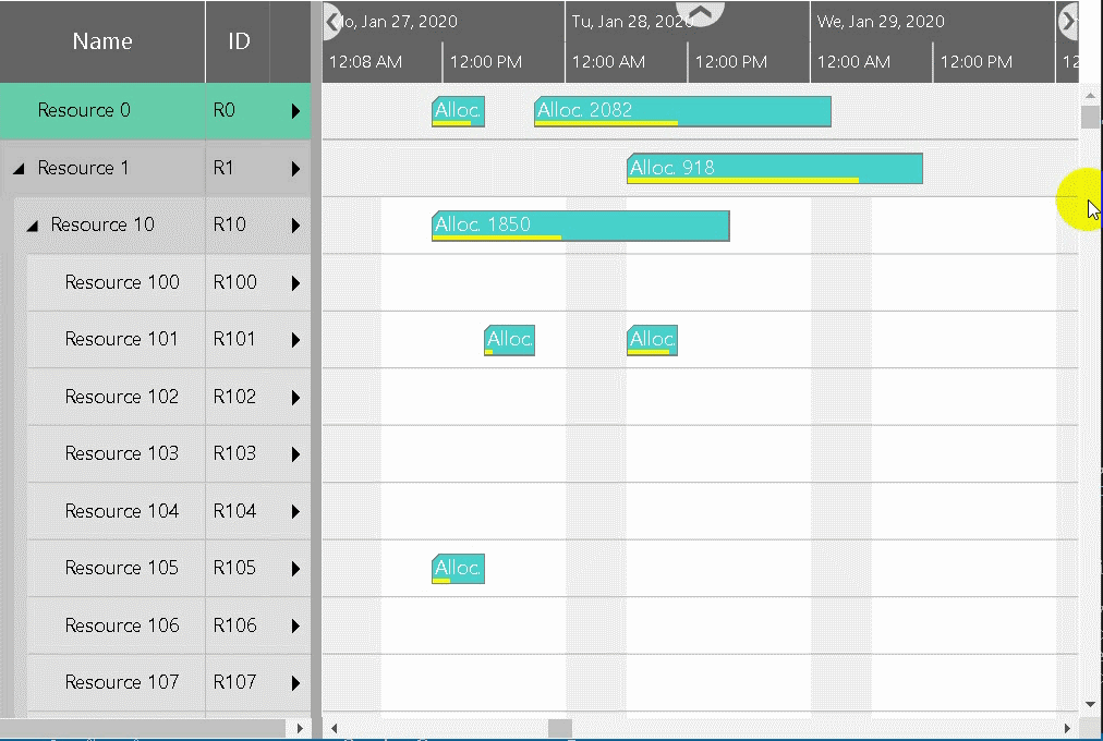 Visual Scheduling Widget for HTML5 Gantt charts - release 6.4